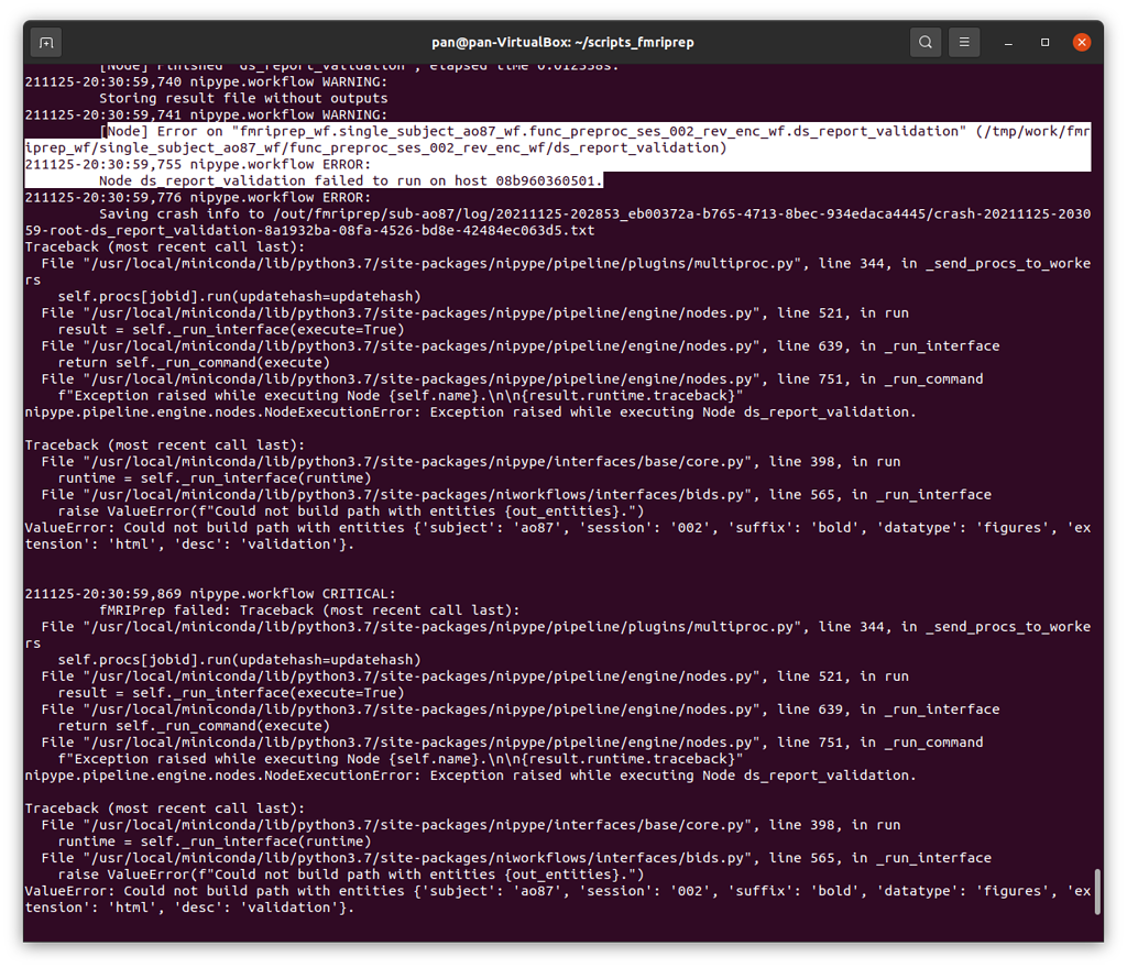 Error On Ds Report Validation Nipype Workflow Error Node Ds Report Validation Failed To Run